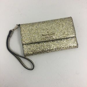 kate spade | Accessories | Kate Spade Gold Glitter Phone Wallet | Poshmark